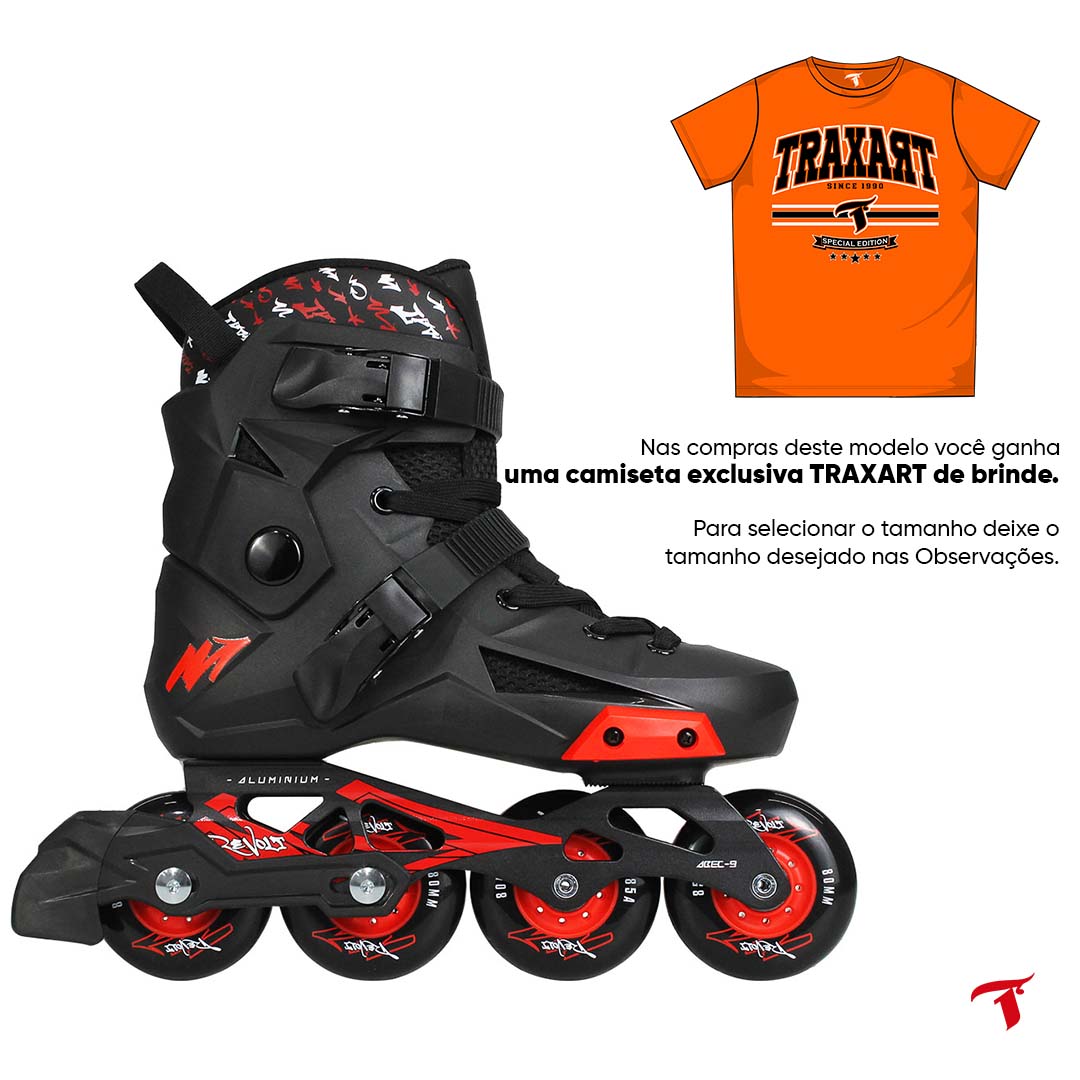 Patins Inline Freestyle Revolt Branco com freio | Traxart