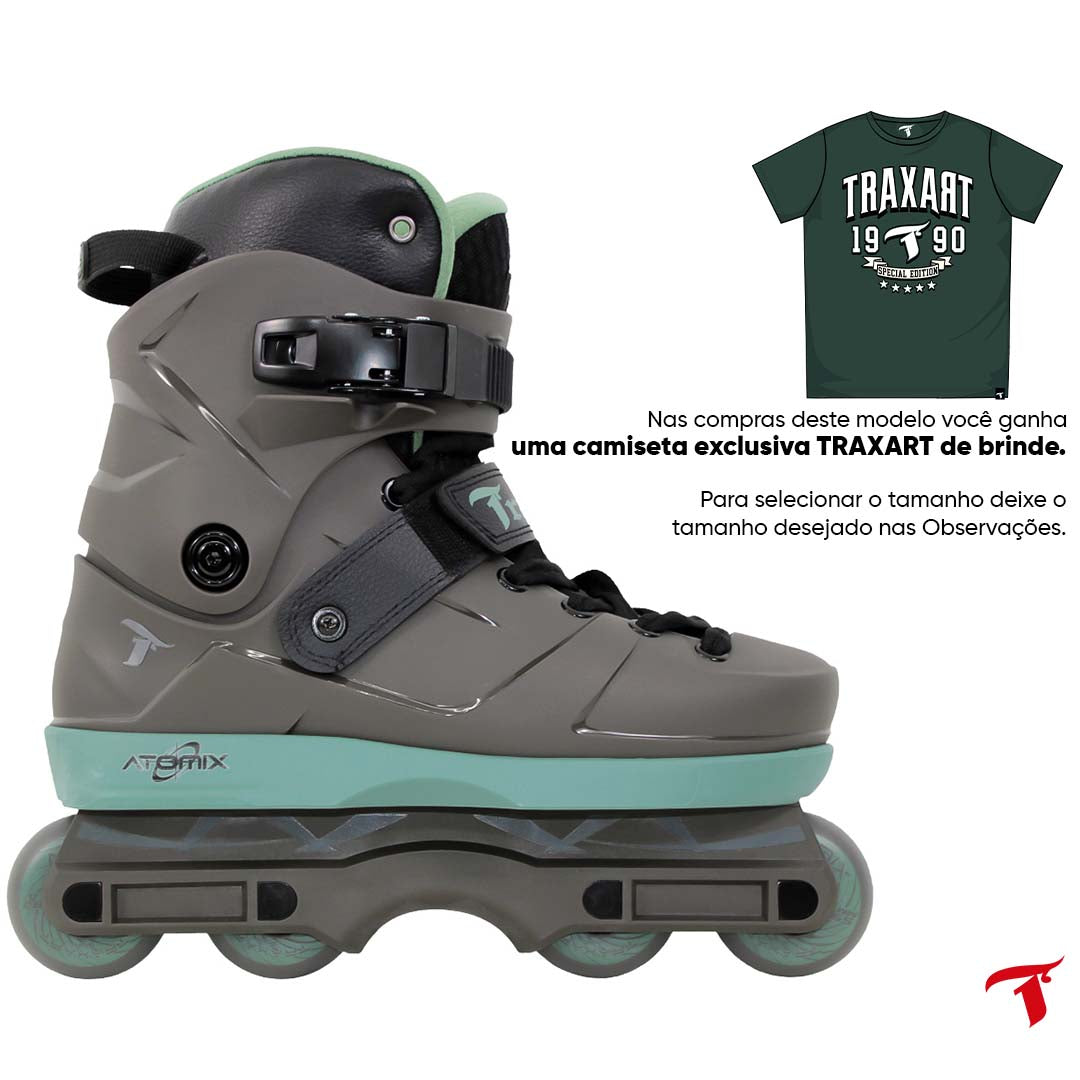 Patins Traxart Atomix Cinza e Verde | TRAXART