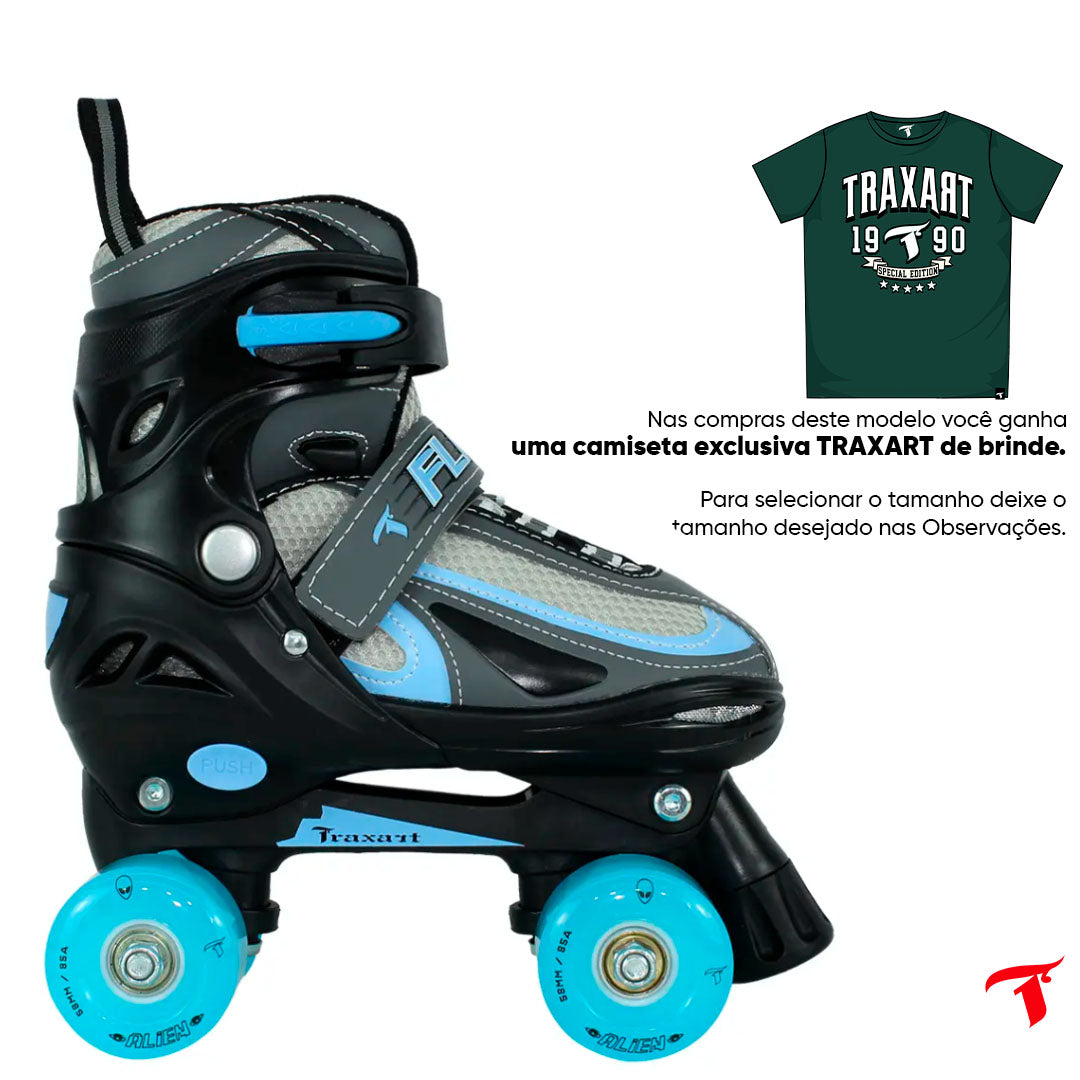 Patins Infantil Flash Azul com Rodas de Led - 58mm/85A | Traxart